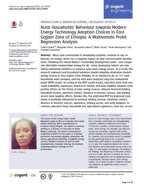 African Power Platform Rural Households Behaviour Towards Modern