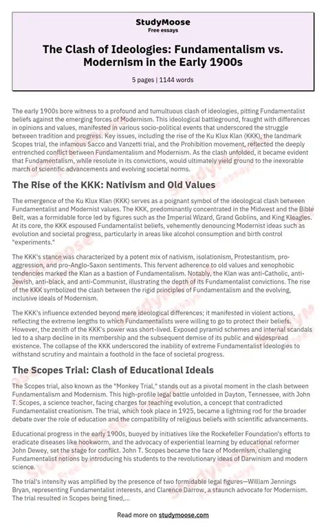 Fundamentalism Vs Modernism Free Comparison Essay Example Compare