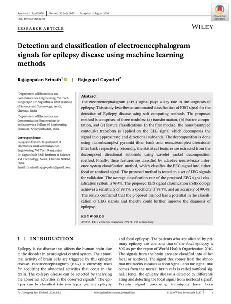 Pdf Detection And Classification Of Electroencephalogram Signals For