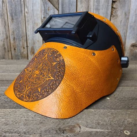 Outlaw Leather Fudge Brown Basket Weave Leather Welding Hood Shop