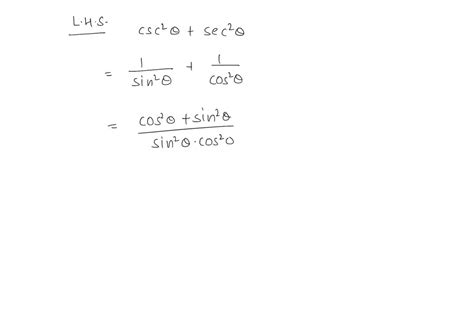⏩solved Prove That The Equations Are Identities Csc 2 θ Sec 2… Numerade