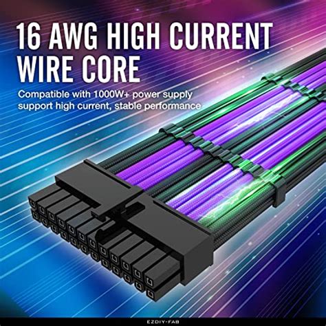 Ezdiy Fab Psu Cable Extension Kit Sleeved Cable Custom Power Supply Sleeved Extension Awg