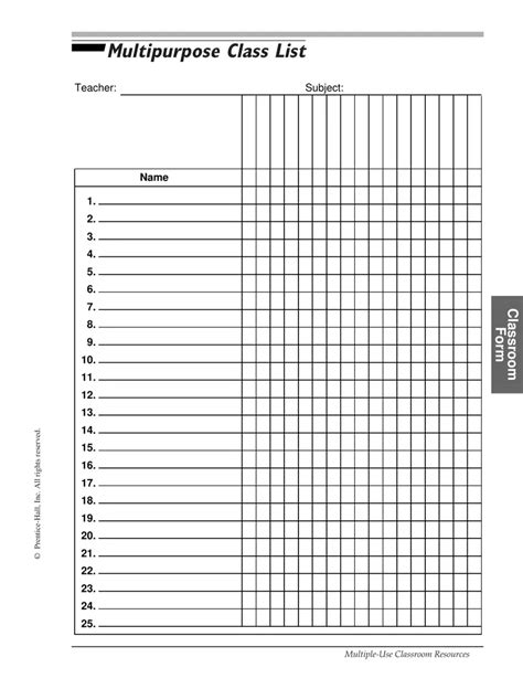 Blank Class List ≡ Fill Out Printable Pdf Forms Online