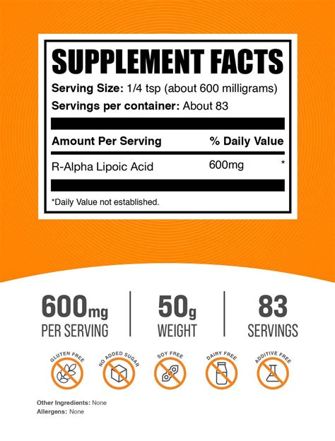 Alpha Lipoic Acid R Ala Powder Antioxidant Supplement
