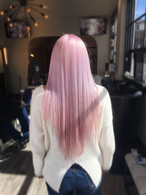 Light Baby Pink Hair For Easter From White Blonde To Pink Spring Hair Done By