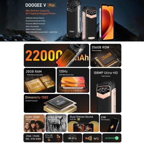 Etoren Com Unlocked Doogee V Max G Rugged Phone Dual Sim Gb Silver Gb Ram Full