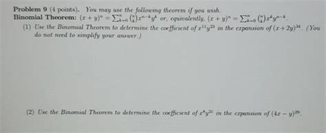 Solved Problem Points You May Use The Following Chegg