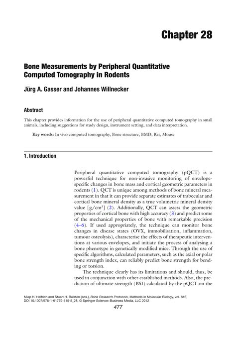 Pdf Bone Measurements By Peripheral Quantitative Computed Tomography In Rodents