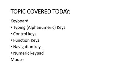 SESSION 5 Basic Input Devices Keyboard And Mouse Pdf