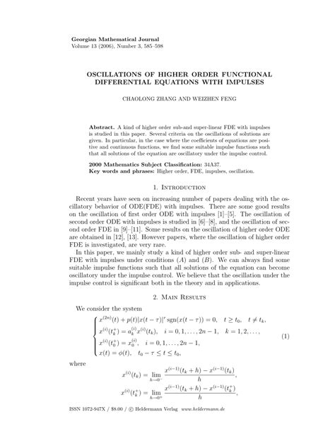 Pdf Oscillations Of Higher Order Functional Differential Equations With Impulses