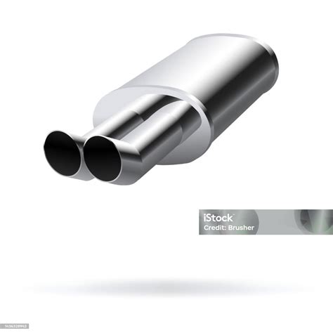 벡터 일러스트 레이 션 자동차 배기 파이프 머플러 스티어링 휠 현실적인 3d 아이콘 0명에 대한 스톡 벡터 아트 및 기타 이미지