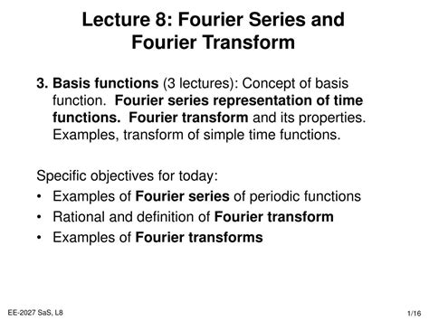 Ppt Lecture 8 Fourier Series And Fourier Transform Powerpoint