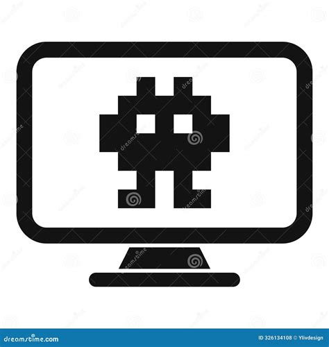 Pixel Art Alien Invader Displaying On Computer Monitor Stock Illustration Illustration Of