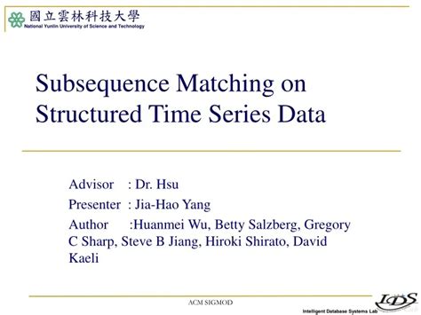 Ppt Subsequence Matching On Structured Time Series Data Powerpoint
