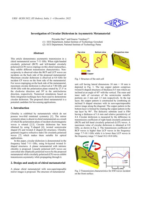 Pdf Investigation Of Circular Dichroism In Asymmetric Metamaterial