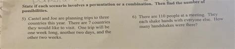 Solved State If Each Scenario Involves A Permutation Or A