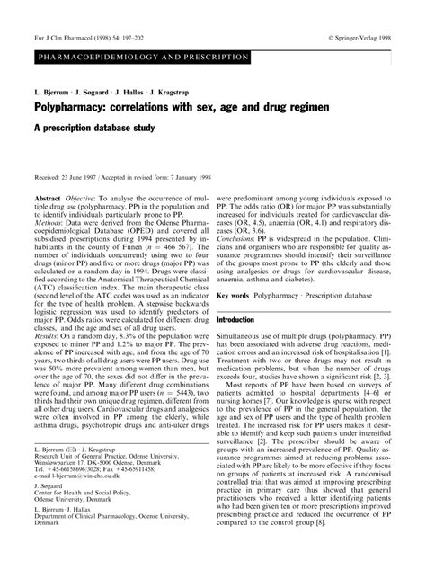 Pdf Polypharmacy Correlations With Sex Age And Drug Regimen