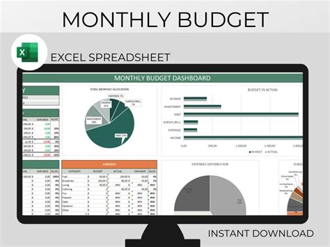 Monthly Budget Planner Excel Budgetplan Monthly Etsy