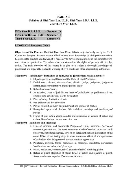 9th Sem Syallbus Part Xii Syllabus Of Fifth Year B Ll Fifth Year Bb Ll And Third Year Ll