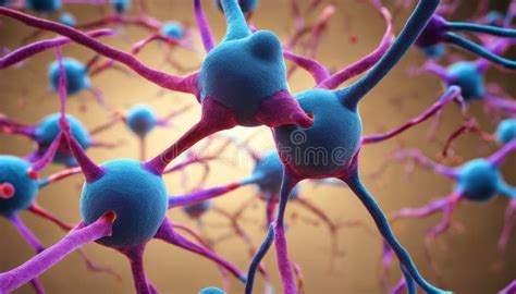 Neural Network In Vibrant Colors Illustrating The Complexity Of The Brain Stock Illustration