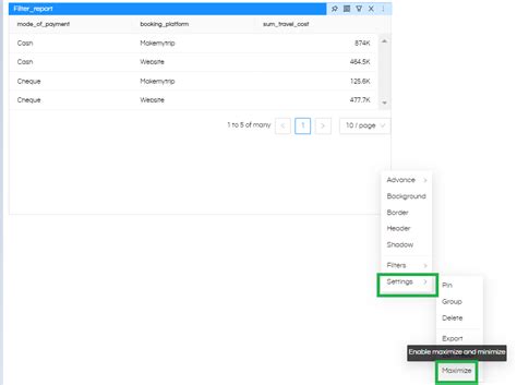 Right Click Operations In Dashboard Designer Helical Insight