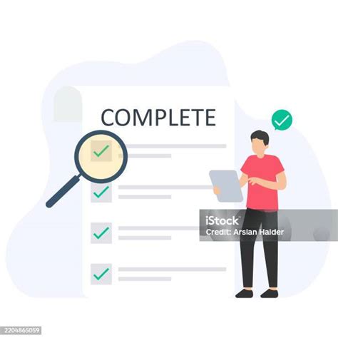 완료된 작업에 대한 작업 또는 체크리스트 프로젝트 확인란 또는 성과 목록 및 승인 문서 개념 계획에 대한 스톡 벡터 아트 및 기타 이미지 Istock