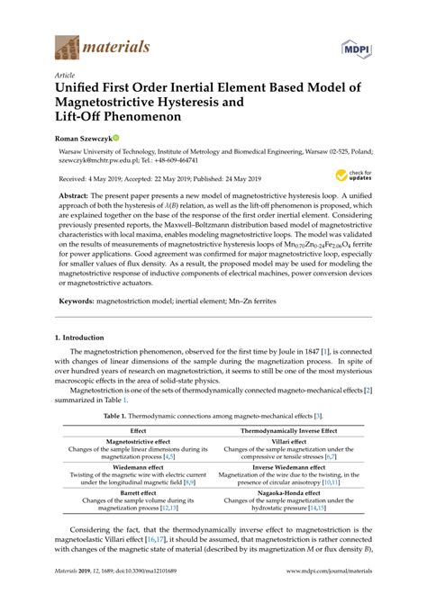 Pdf Unified First Order Inertial Element Based Model Of