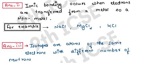 Class Th ICSE Chemistry Atomic Structure Important Questions