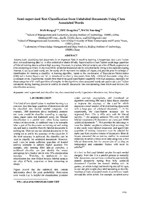 Pdf Semi Supervised Text Classification From Unlabeled Documents