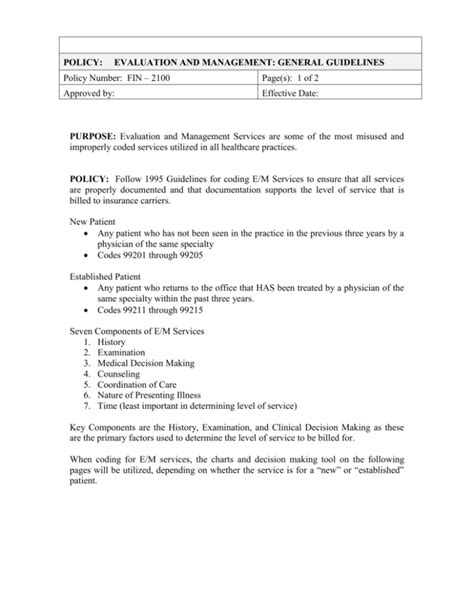 Fin 2100 Cpt Coding Evaluation And Management Services