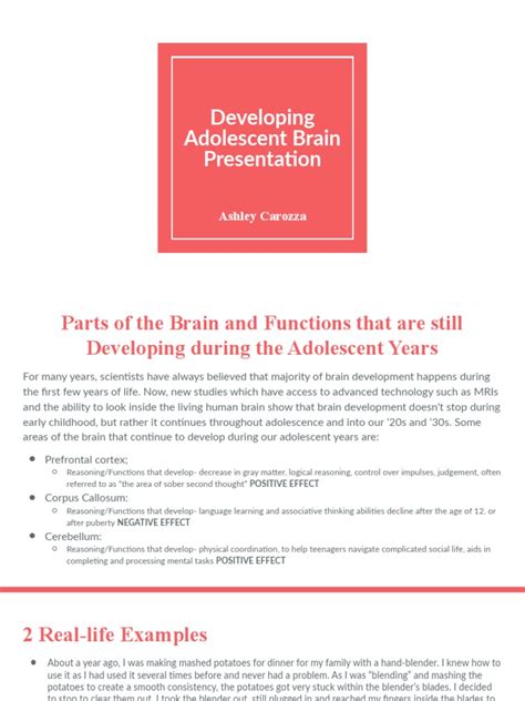 Developing Adolescent Brain Presentation Pdf Adolescence Brain