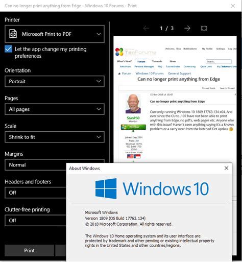 Can No Longer Print Anything From Edge Solved Windows 10 Forums