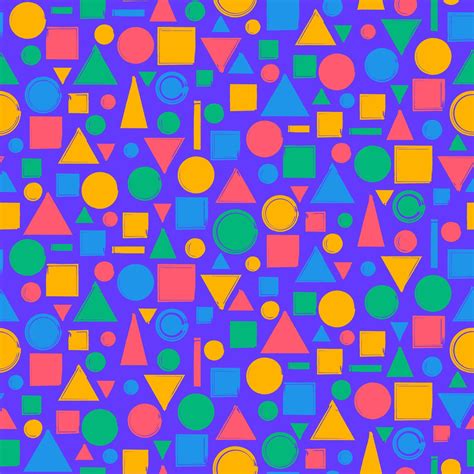 Bright Colorful Grunge Seamless Pattern With Geometric Elements