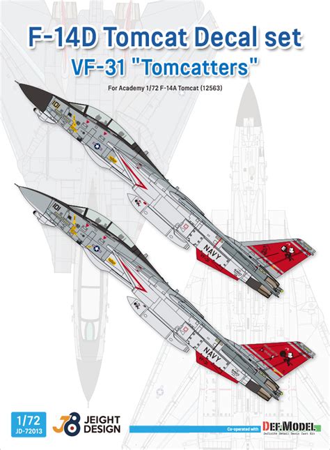 F 14d Tomcat Decal Set Vf 31 Tomcatters For Academy 12563 Def