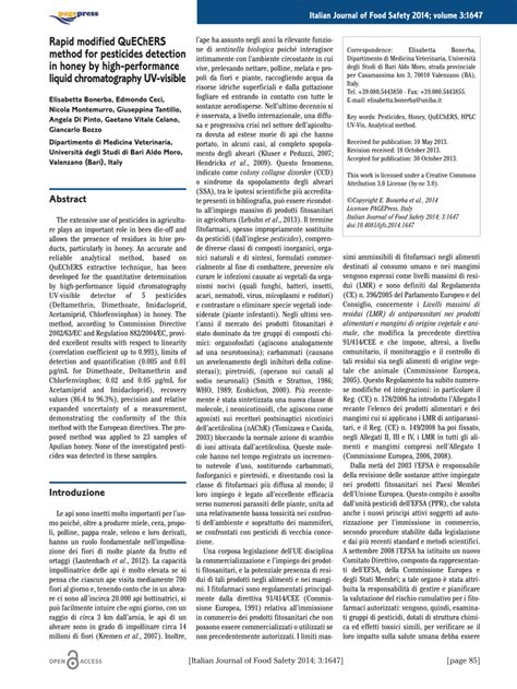 Pdf Rapid Modified Quechers Method For Pesticides Detection In Honey