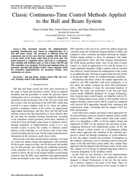 Classic Continuous Time Control Methods Applied To The Ball And Beam
