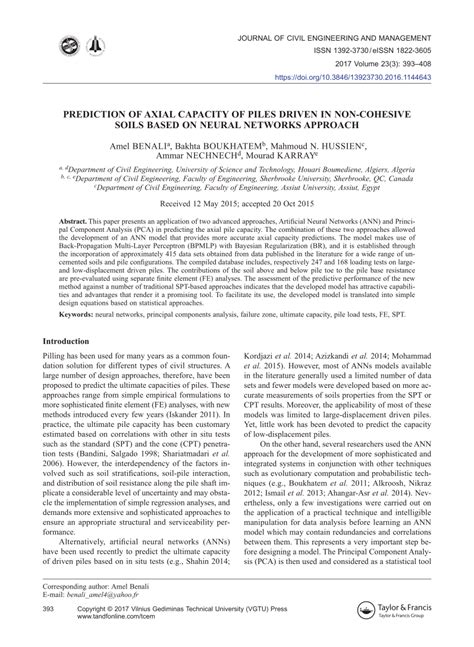 Pdf Prediction Of Axial Capacity Of Piles Driven In Non Cohesive
