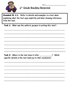 4th Grade Response To Literature Bundle Common Core Aligned Tpt