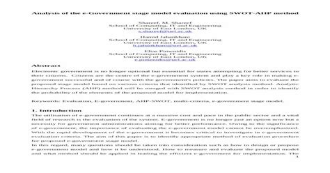 Pdf Swot Ahp Evaluation Paper Hierarchy Process Ahp Method Will
