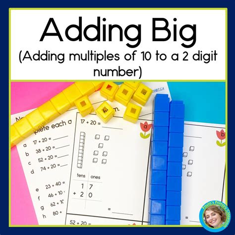 adding big adding multiples of 10 to a 2 digit number spring flowers
