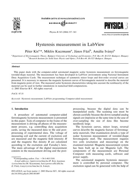 01hysteresis Measurement In Labview Pdf Inductor Data Acquisition