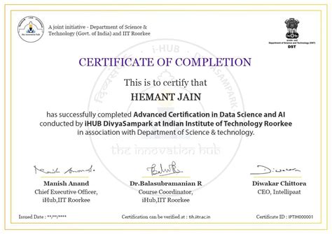Advanced Certification In Data Science And Ai Ihub Iit Roorkee