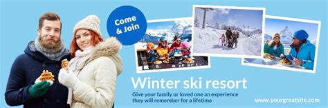 Winter Ski Resort Ad Online Email Header Template Vistacreate