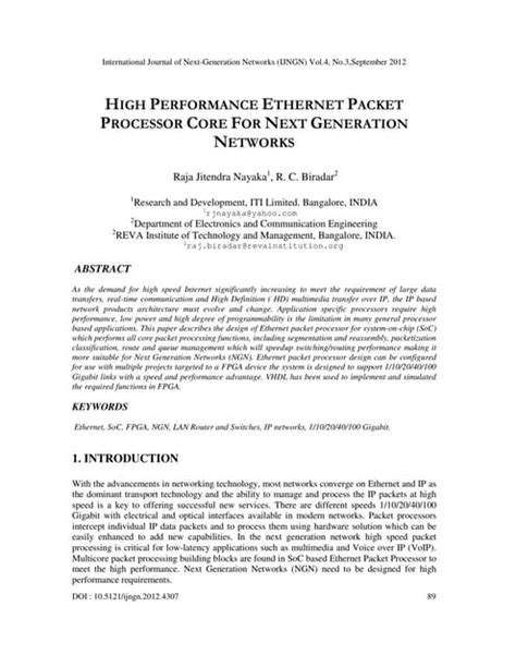 High Performance Ethernet Packet Processor Core For Next Generation