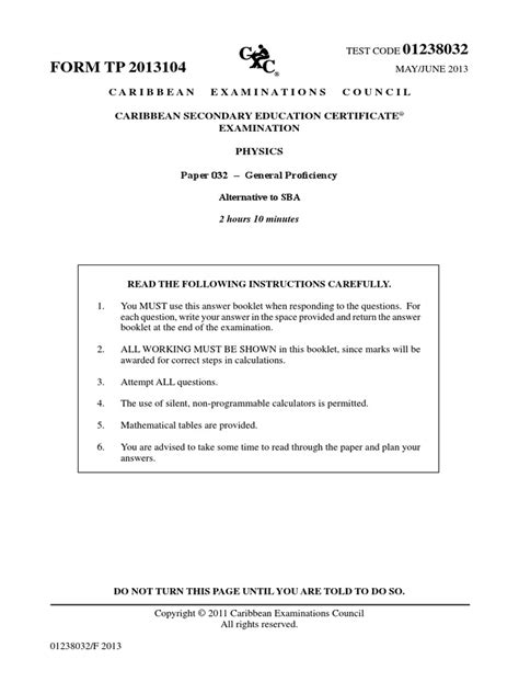 Csec Physics June 2013 P032 Pdf Resistor Temperature