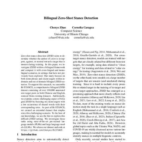 Bilingual Zero Shot Stance Detection Acl Anthology