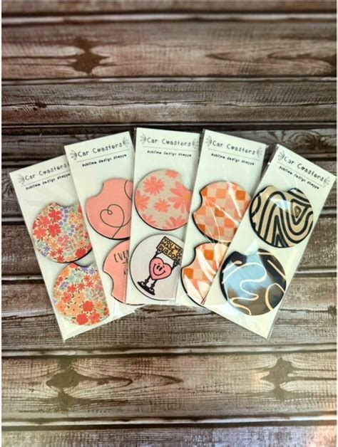 Car Coasters Cute Car Coasters Trending Car Coasters Car Accessories Etsy