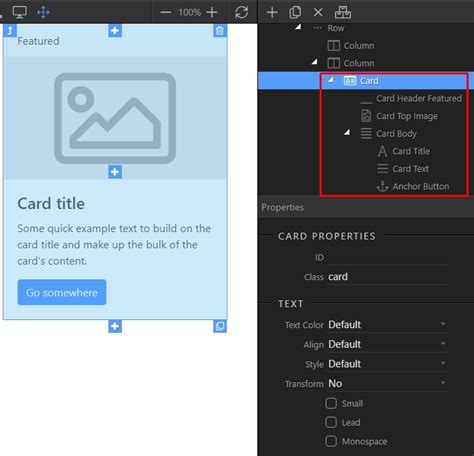 Wappler Documentation Bootstrap Cards