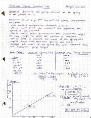 Physics Spring Constant Lab Pdf Course Hero