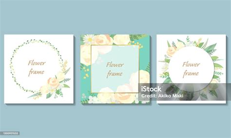 로즈 프레임 일러스트 세트 초대장 또는 인사말 카드 템플릿 결혼식에 대한 스톡 벡터 아트 및 기타 이미지 결혼식 귀여운 꽃 식물 Istock